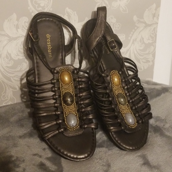 dressbarn | Shoes | Bejeweled Strappy Sandals | Poshmark